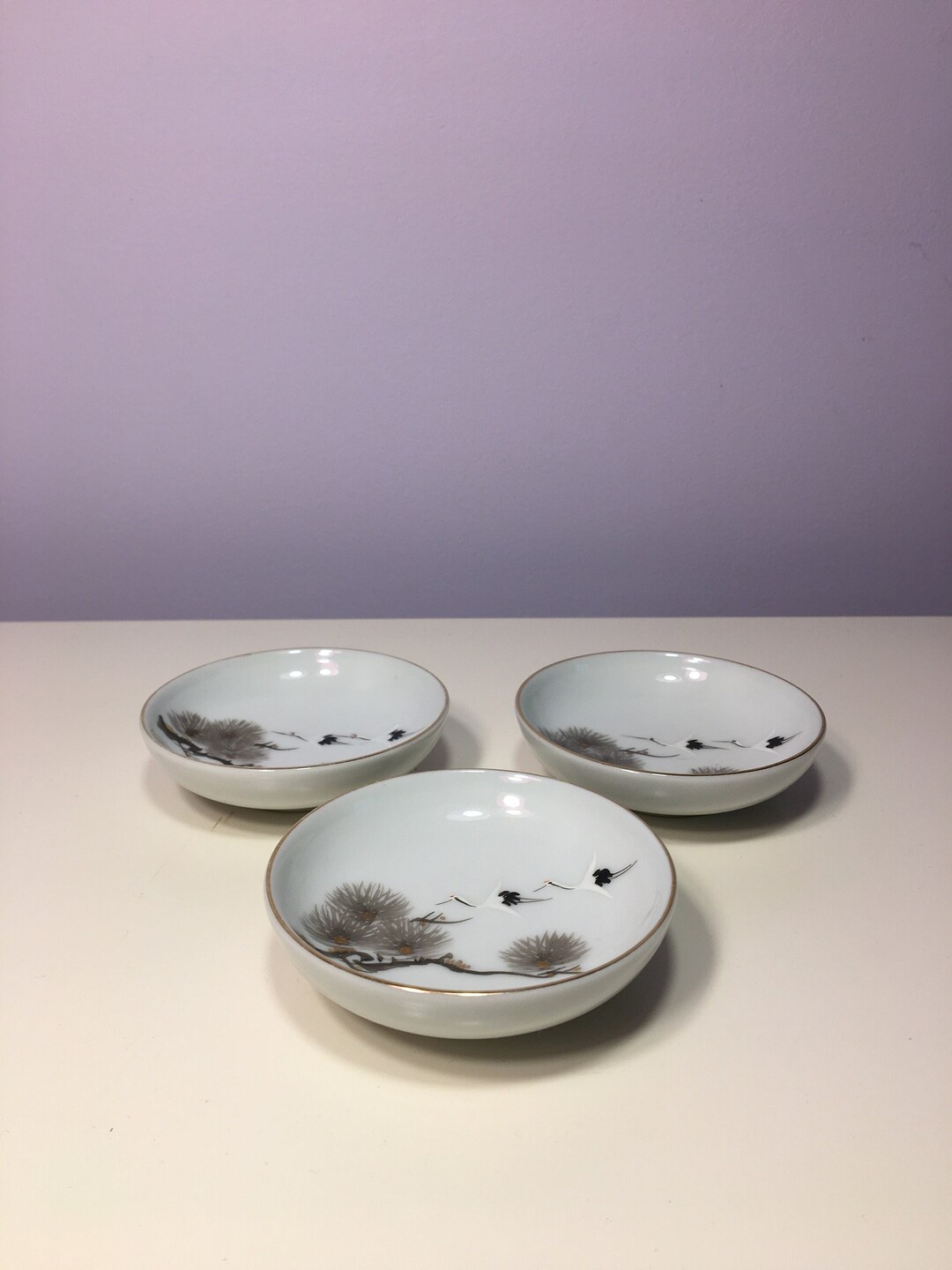3 Vintage Japanese Porcelain Small Serving Dishes With Two Flying ...