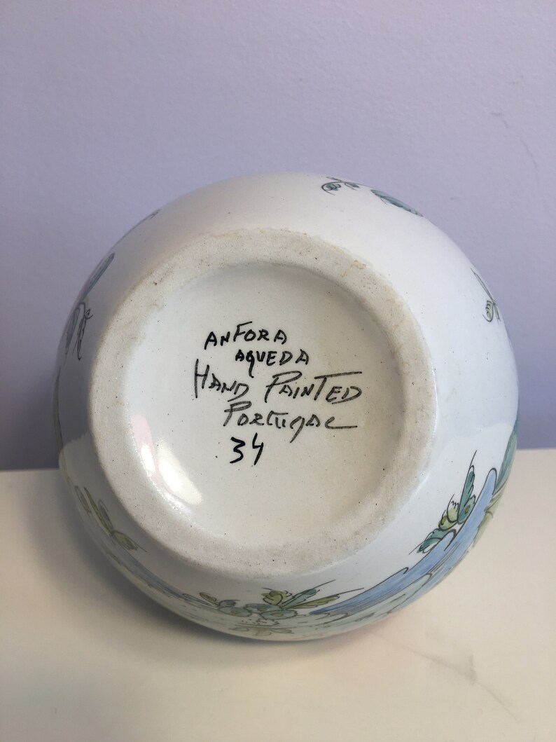 Vintage Anfora Agueda Handpainted Portugal Pottery Peacock Vase, Max ...