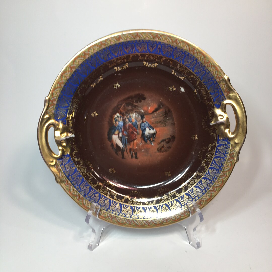 Vintage Czechoslovakia Porcelain Battle Scene Cabinet Plate , 9.25 ...