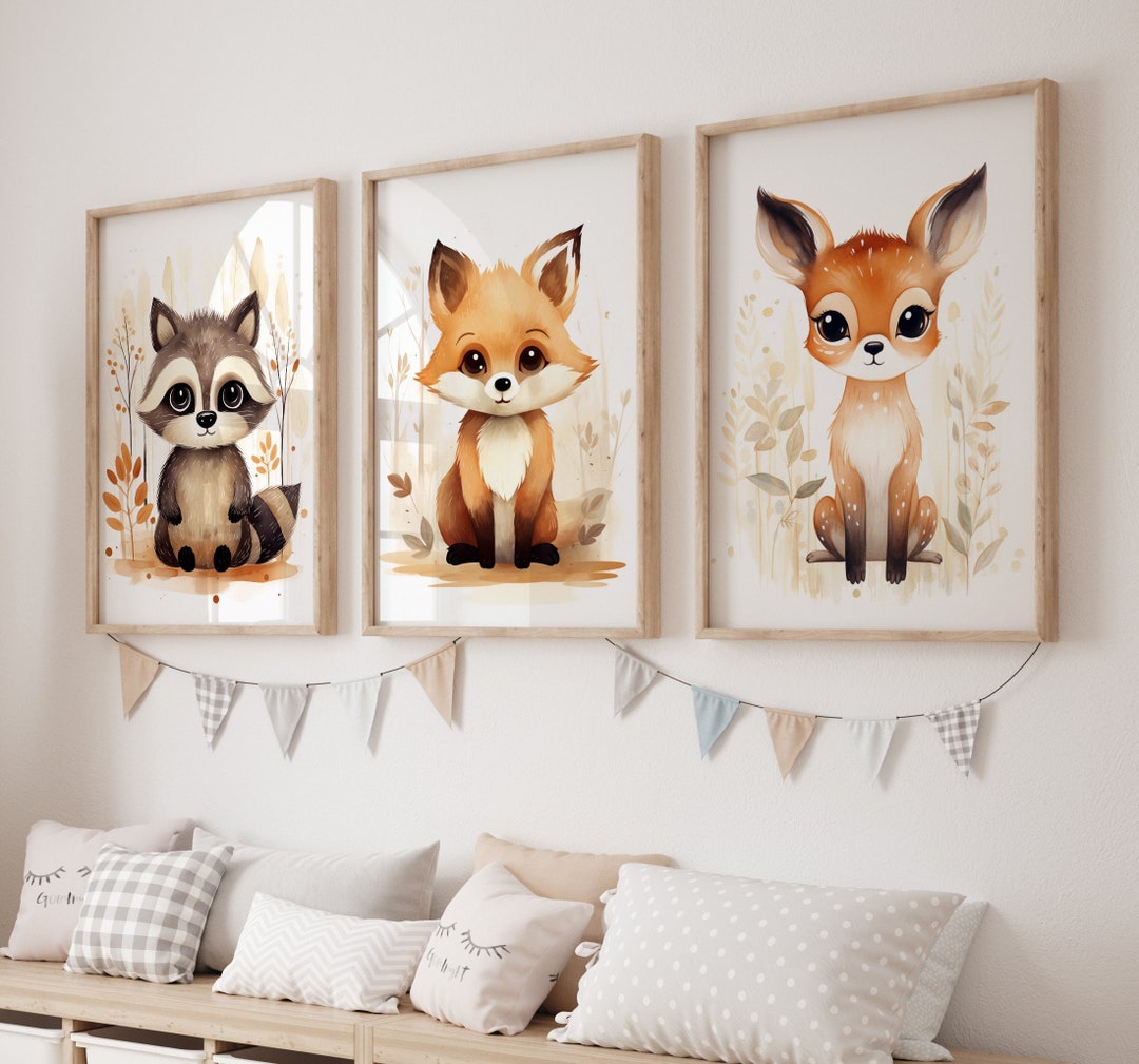 Cute Baby Woodland Animals, Set of 3 Digital Download Printable Wall ...