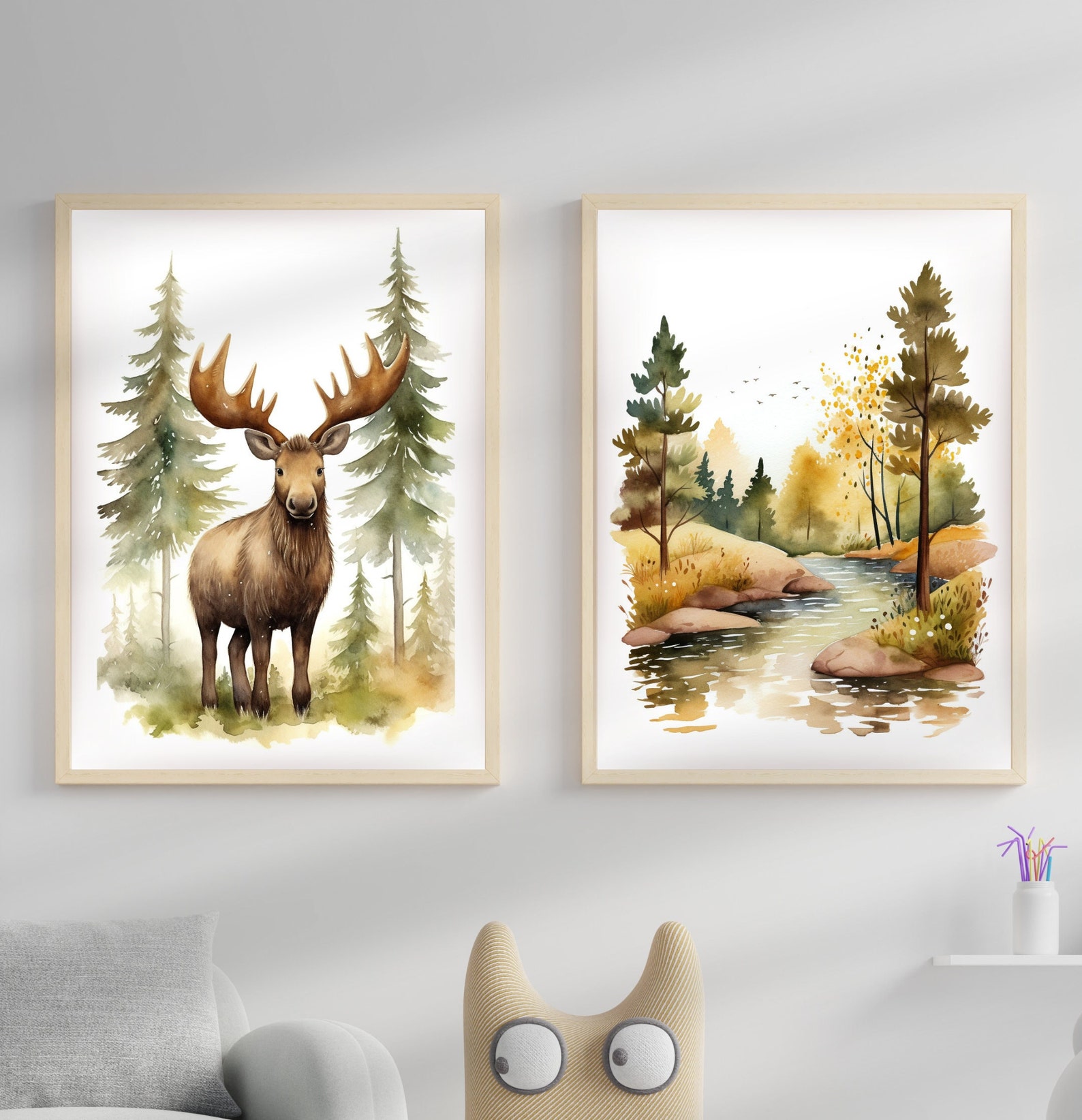 Nature Themed Nursery Woodland Animals Printable Set, Bear Fox Moose ...