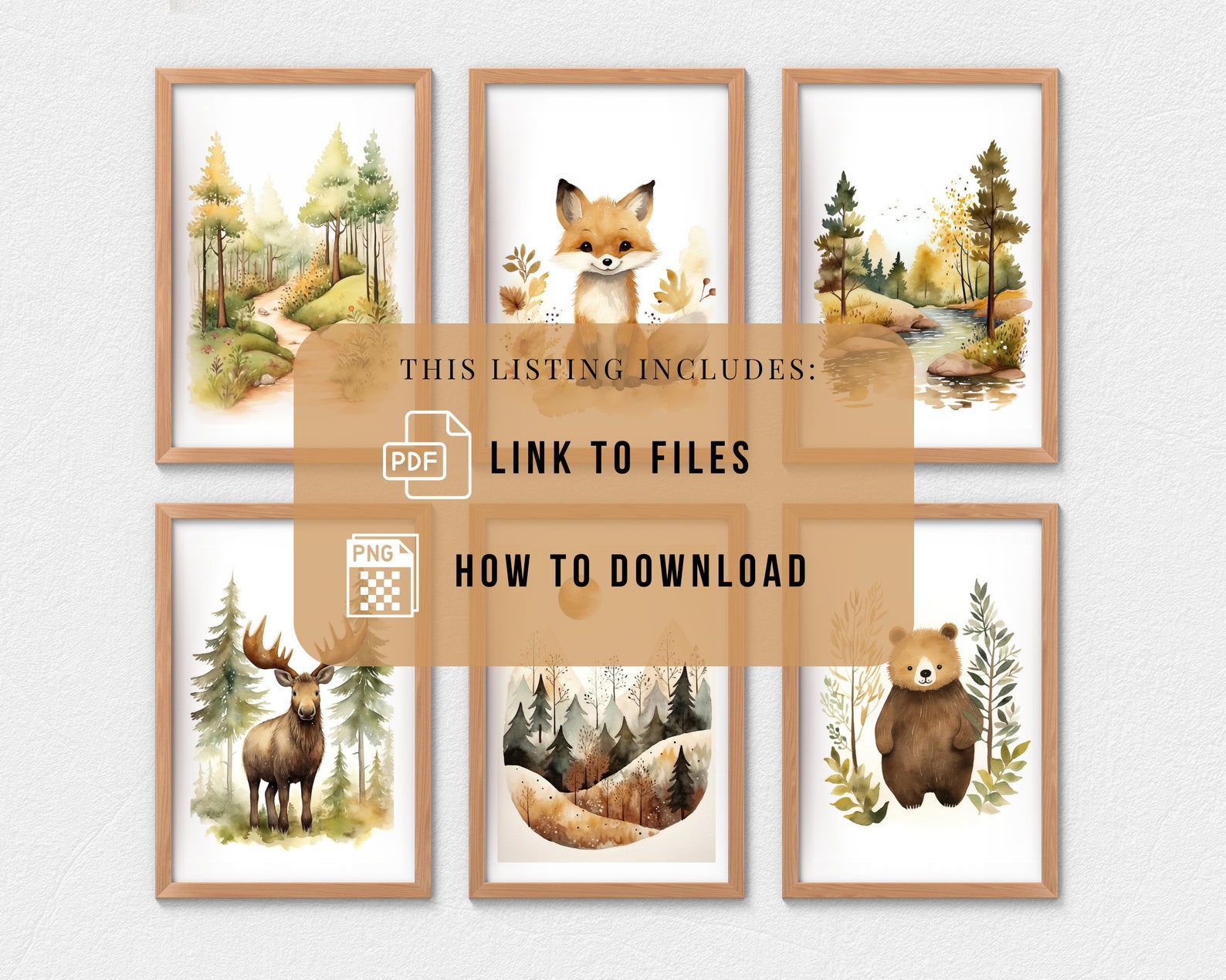 Nature Themed Nursery Woodland Animals Printable Set, Bear Fox Moose ...