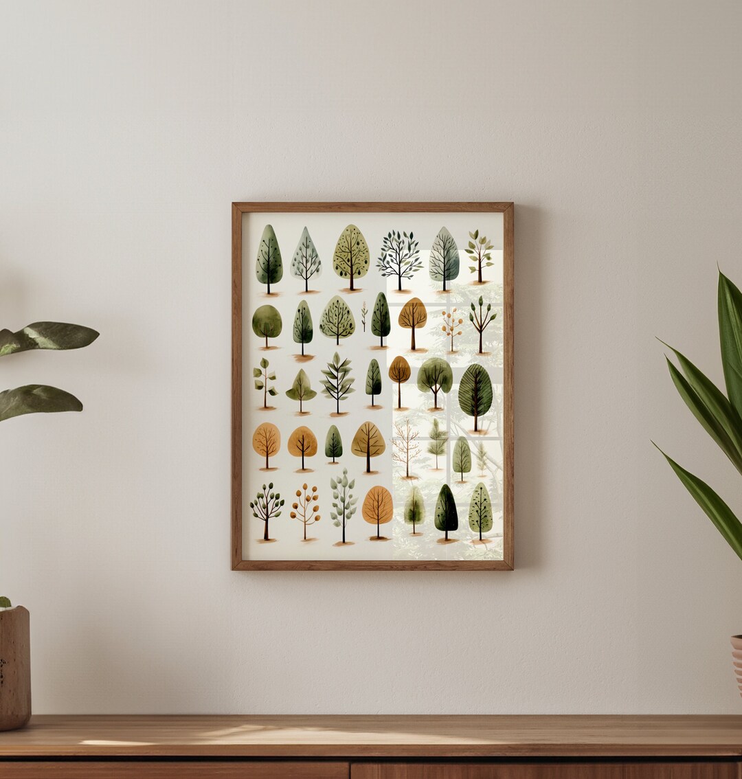Sage Green Woodland Trees Print – Nature Forest Nursery Wall Art ...