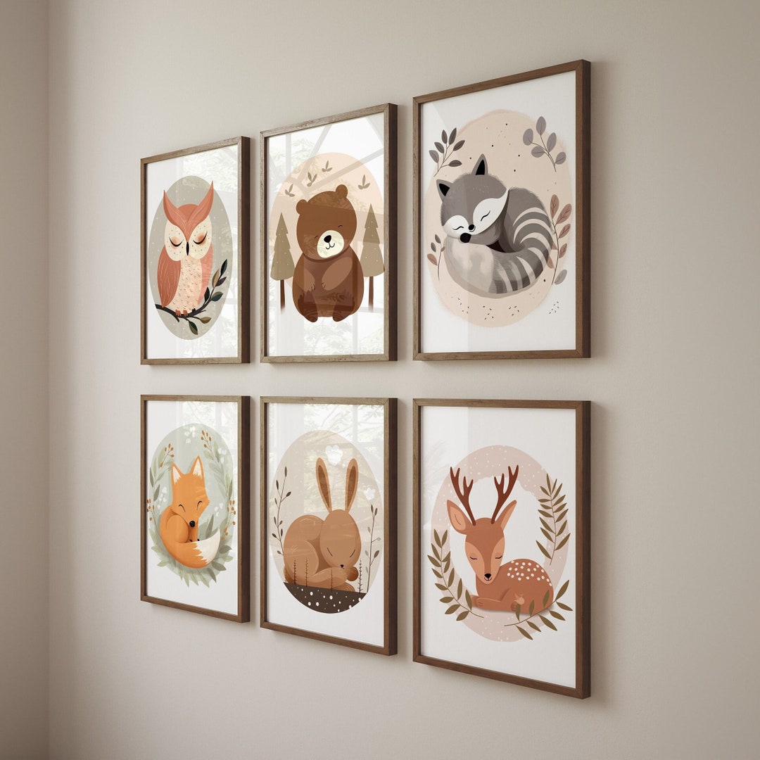 Boho Woodland Animal Prints – Forest Nursery Wall Decor, Neutral Kids ...
