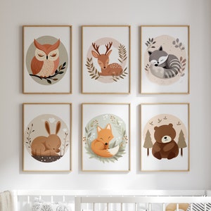 Boho Woodland Animal Prints – Forest Nursery Wall Decor, Neutral Kids ...