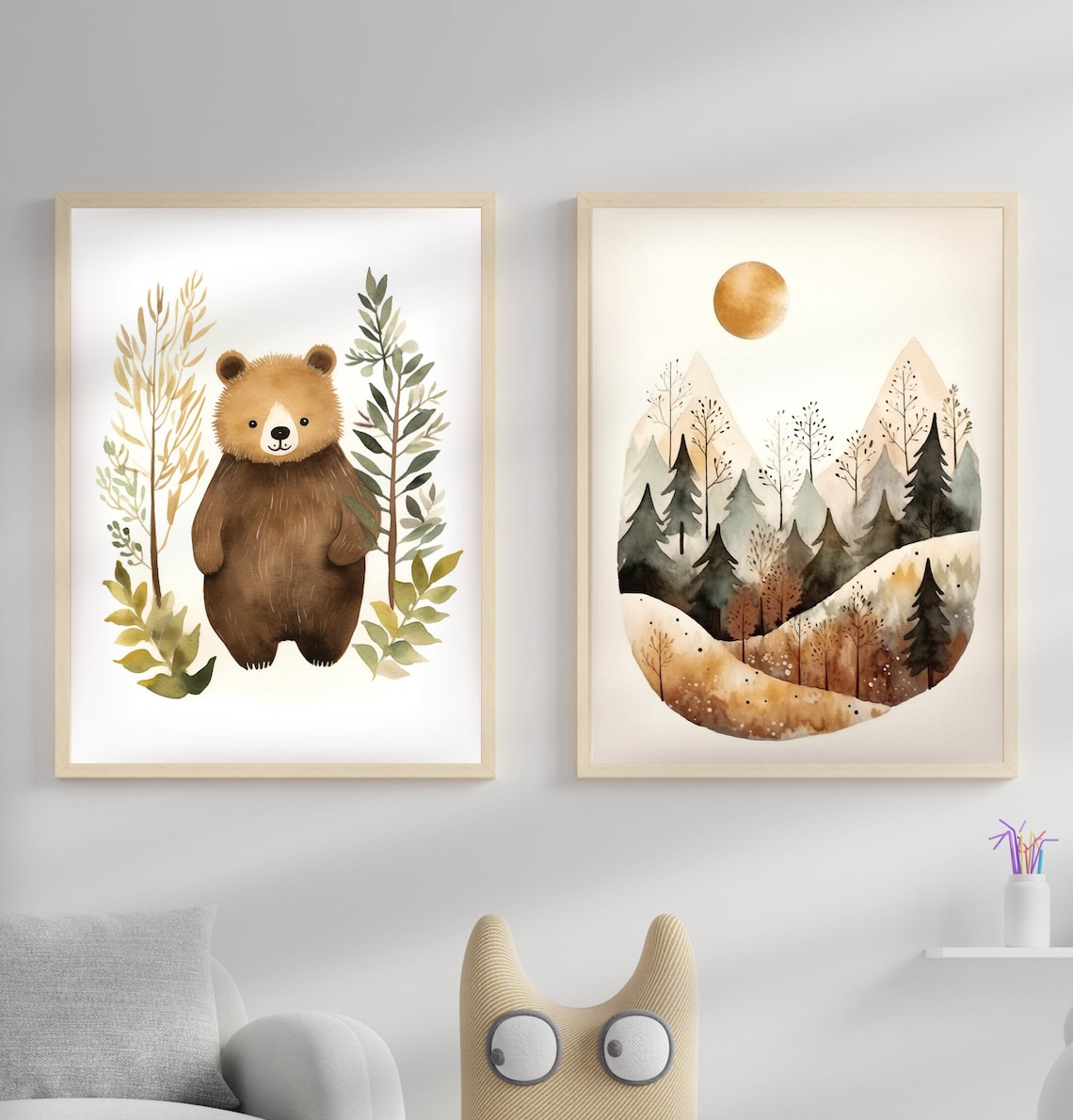 Nature Themed Nursery Woodland Animals Printable Set, Bear Fox Moose ...