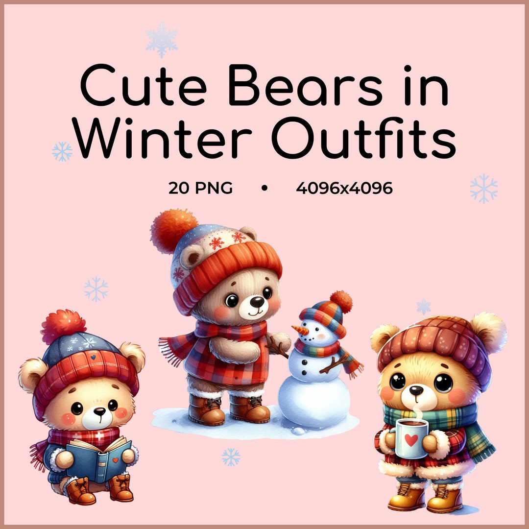 Cute Bear Clipart, Digital Watercolor, 20 High Quality PNG Stickers ...