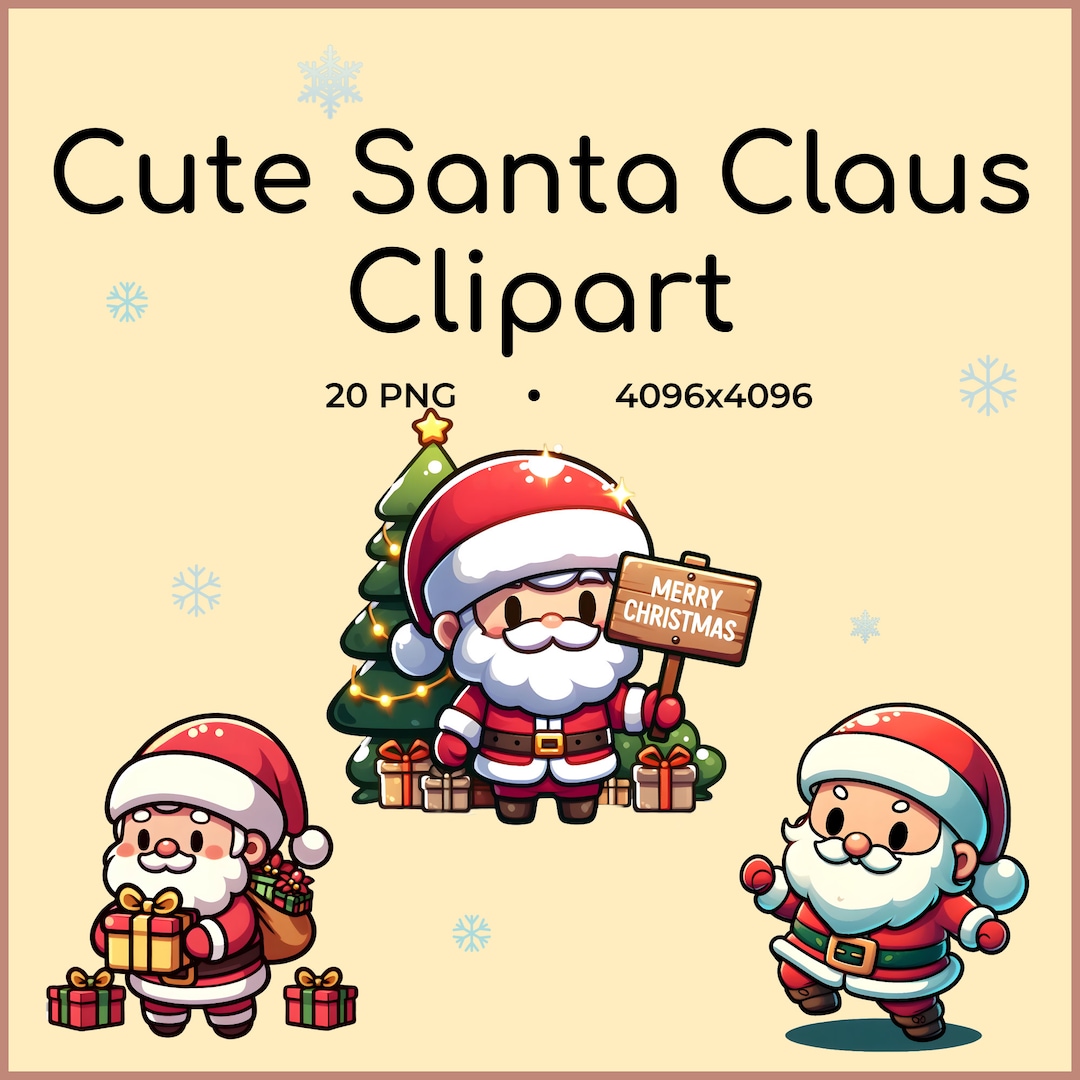 Cute Santa Claus Clipart, 20 High Quality Pngs, Christmas Spirit ...