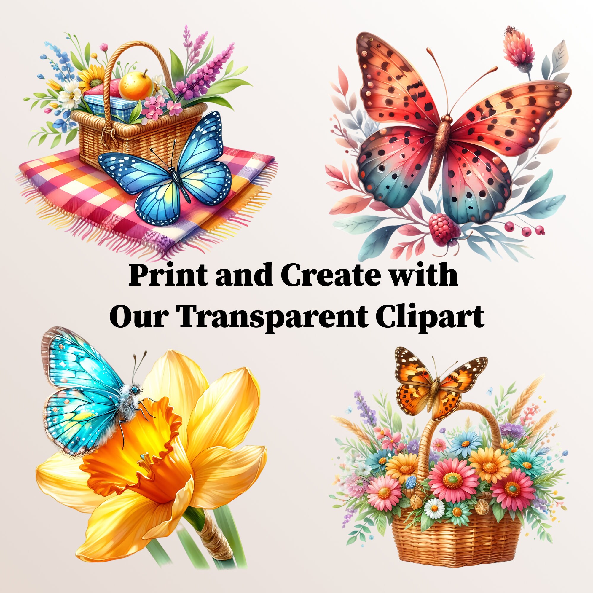 Watercolor Butterfly Clipart Bundle, Spring Theme, 20 High Quality ...