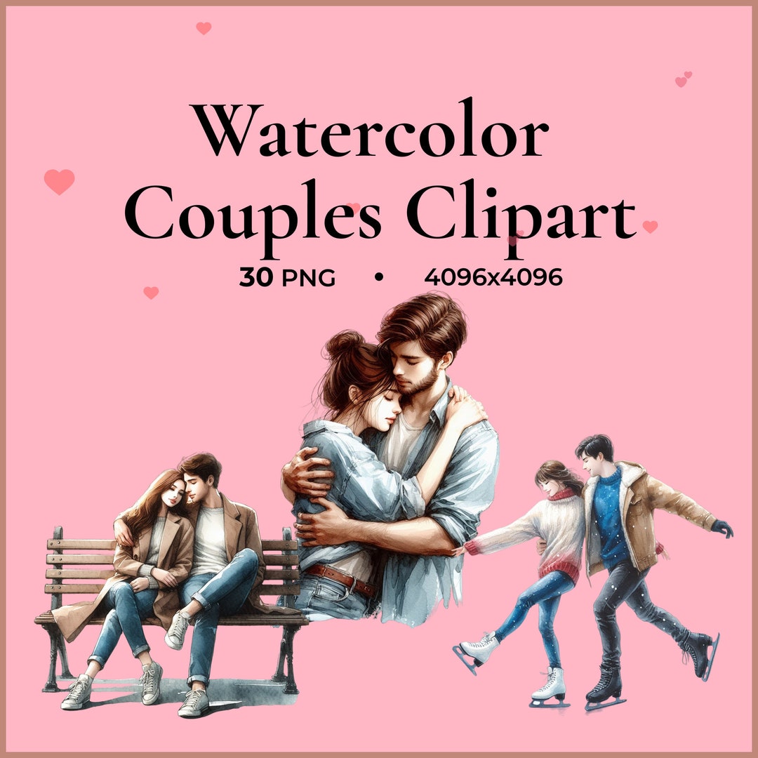 Watercolor Romantic Couple Clipart, Valentine's Day, 30 High Quality ...