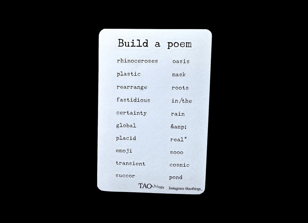 Poetry DIY Build-your-own-poem Word Whimsical Stickers Homemade Kiss ...