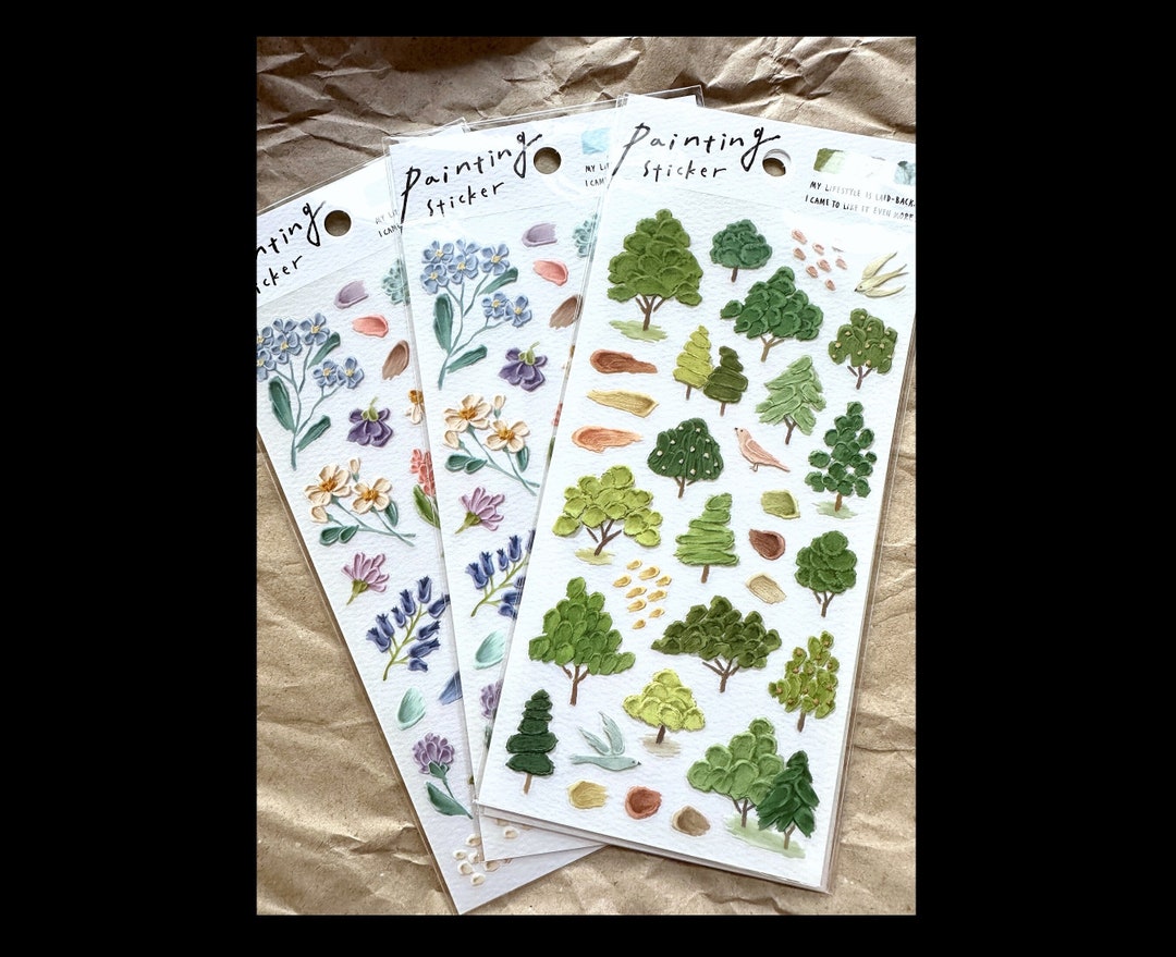 Mind Wave - Painting Sticker Sheets - Flowers & Forest - Etsy