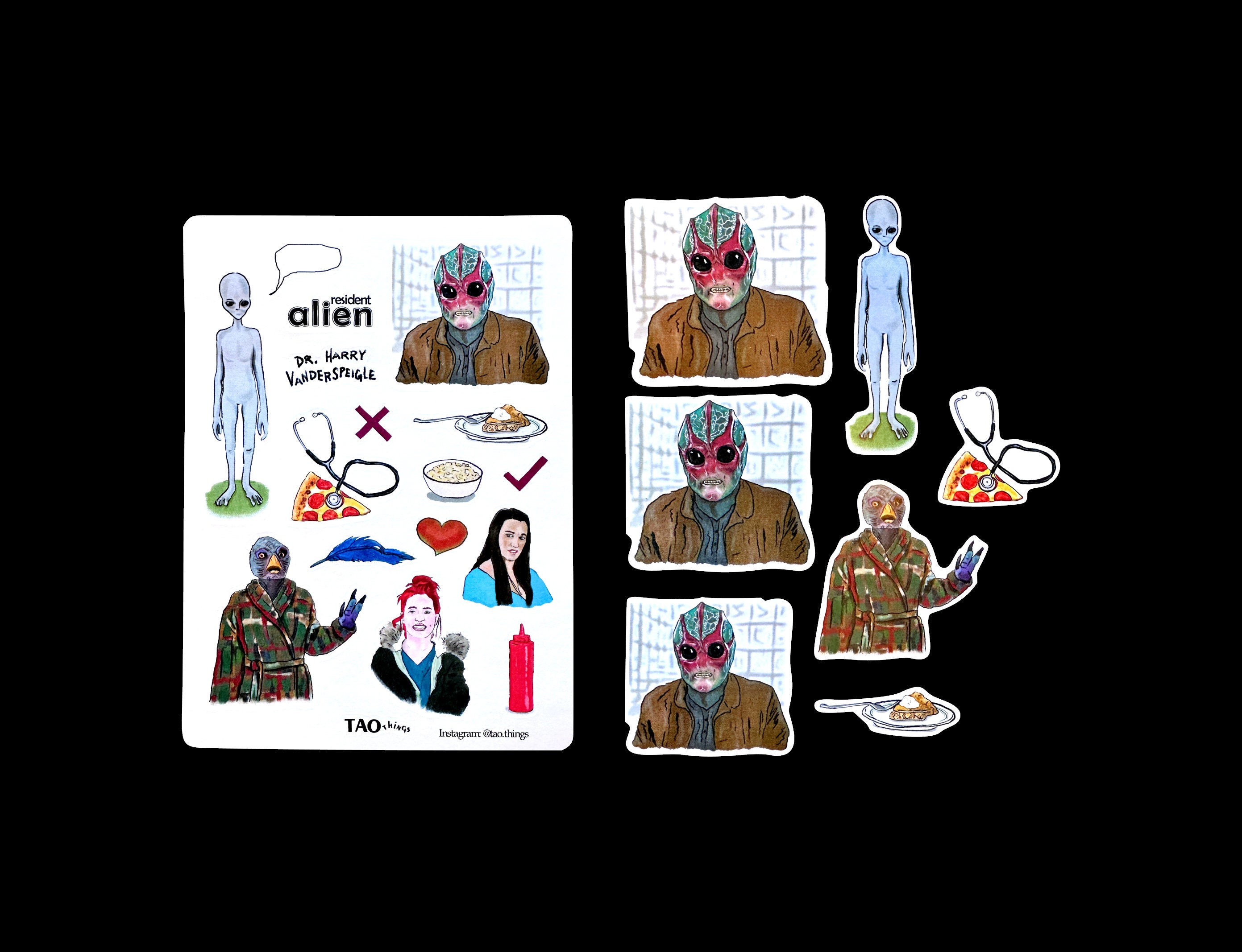Resident Alien TV Show Sticker Sheet & Die-cut Sticker Pack Fan Art ...