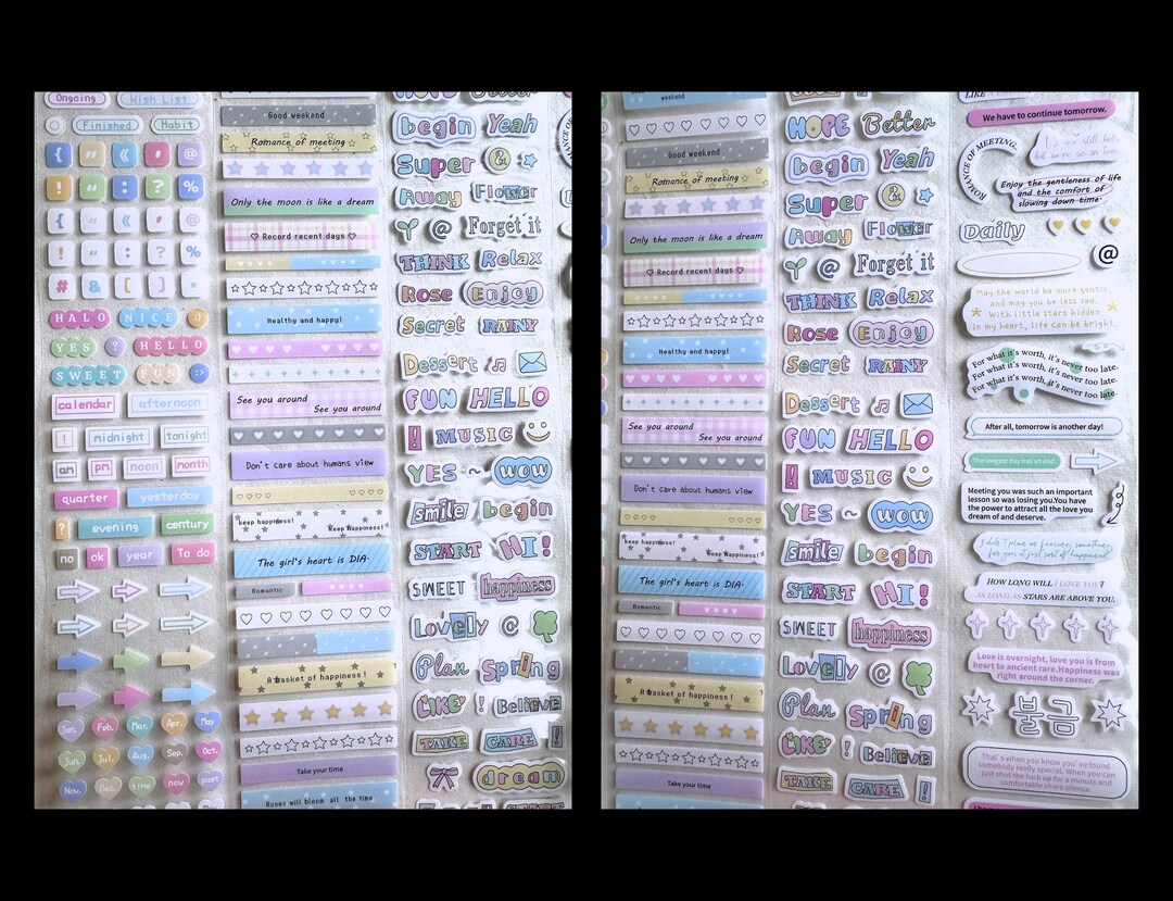Cute Pastel Phrase and Symbol Sticker Rolls (pre-cut Paper Tape ...
