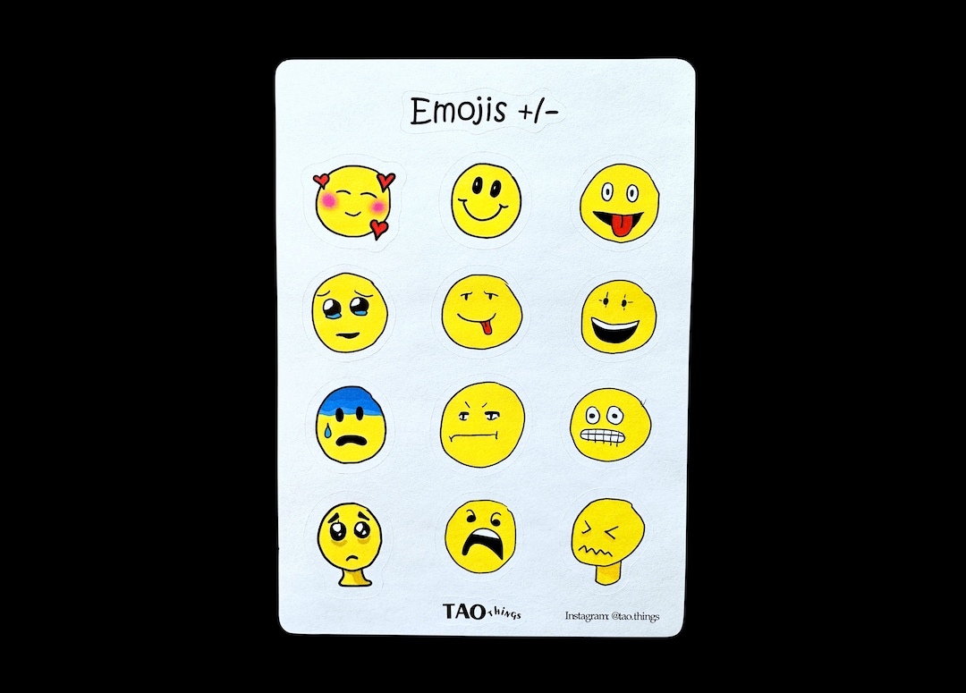 Emojis Positive & Negative Mood Stickers Kiss-cut Homemade Cartoon ...