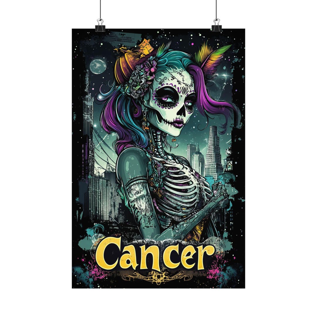 Cancer Zodiac Sign Skeleton Skull Woman Esoteric Occult Astrology ...