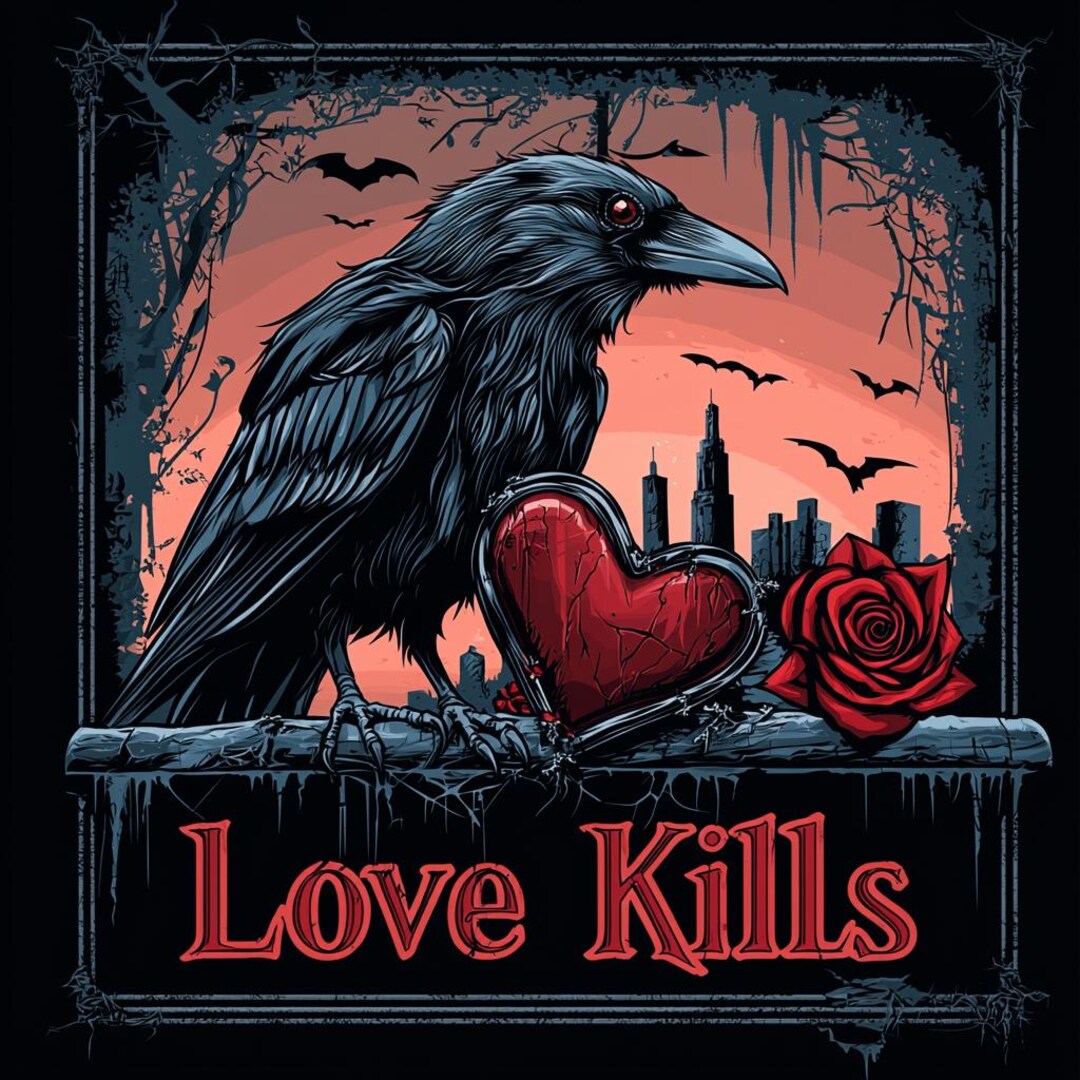 Love Kills Demotivational Quote Black Raven Horror Gothic Macabre ...