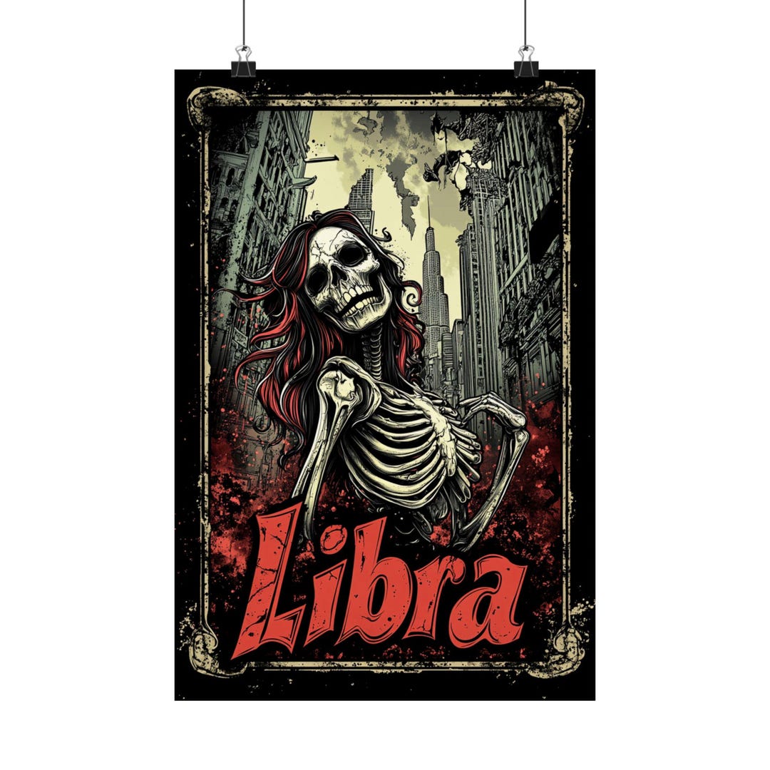 Libra Zodiac Sign Skeleton Skull Woman Esoteric Occult Astrology Poster ...