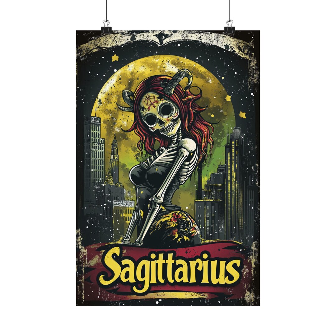 Sagittarius Zodiac Sign Skeleton Skull Woman Esoteric Occult Astrology ...