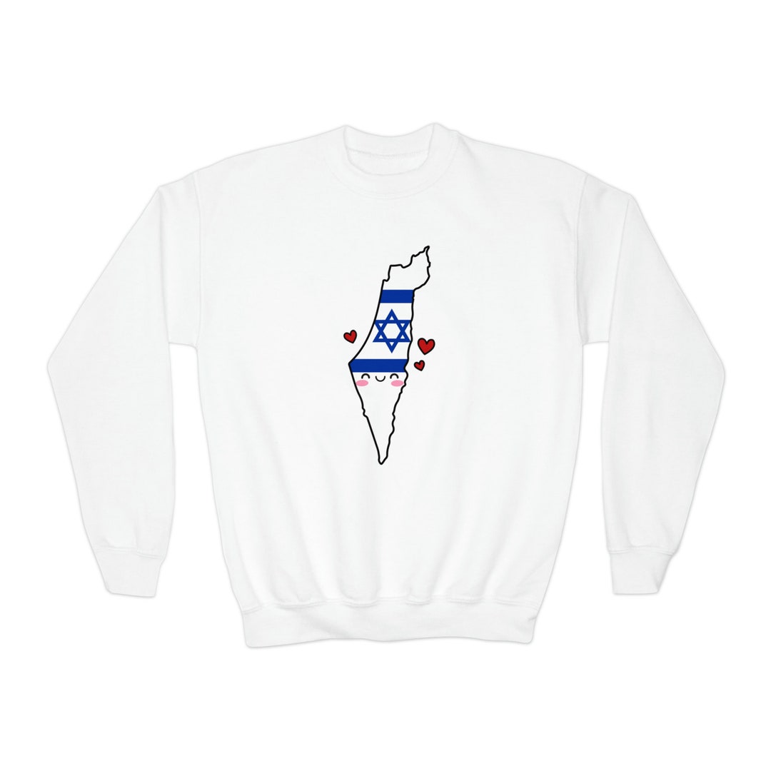 Israel Flag Map Smile With Love Youth Crewneck Sweatshirt Gift - Etsy
