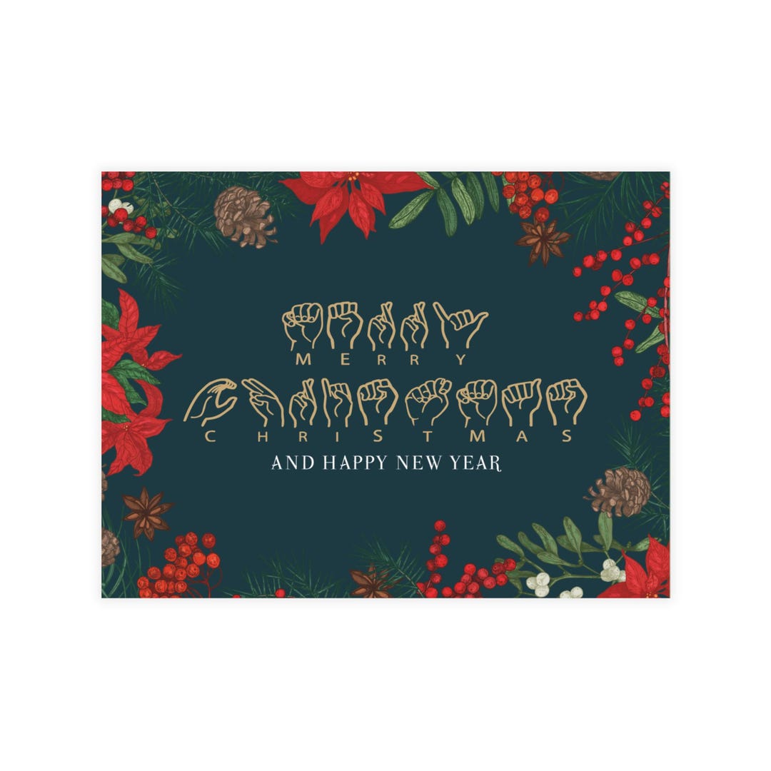 ASL Sign Language Merry Christmas & Happy New Year Postcard Bundles - Etsy