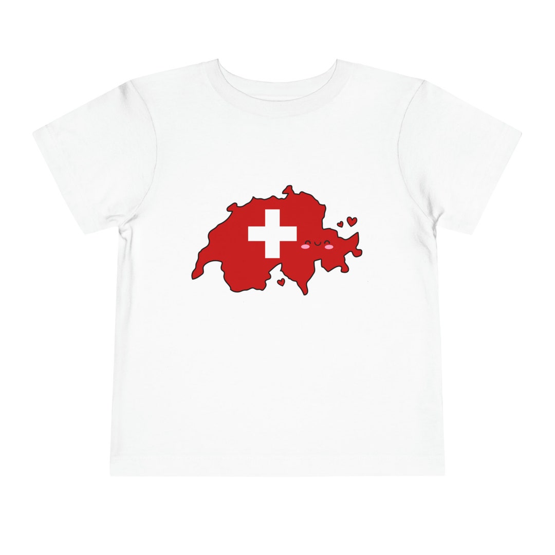 Switzerland Flag Map Smile With Love Toddler T-shirt Short Sleeve Tee ...