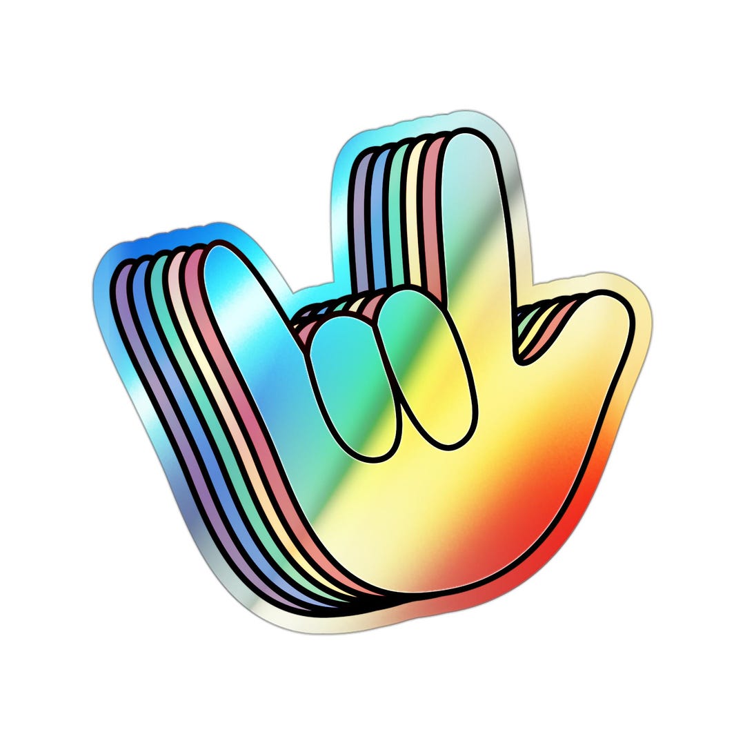 ASL I Love You Sign Language Pride Rainbow Effect Holographic Die-cut ...