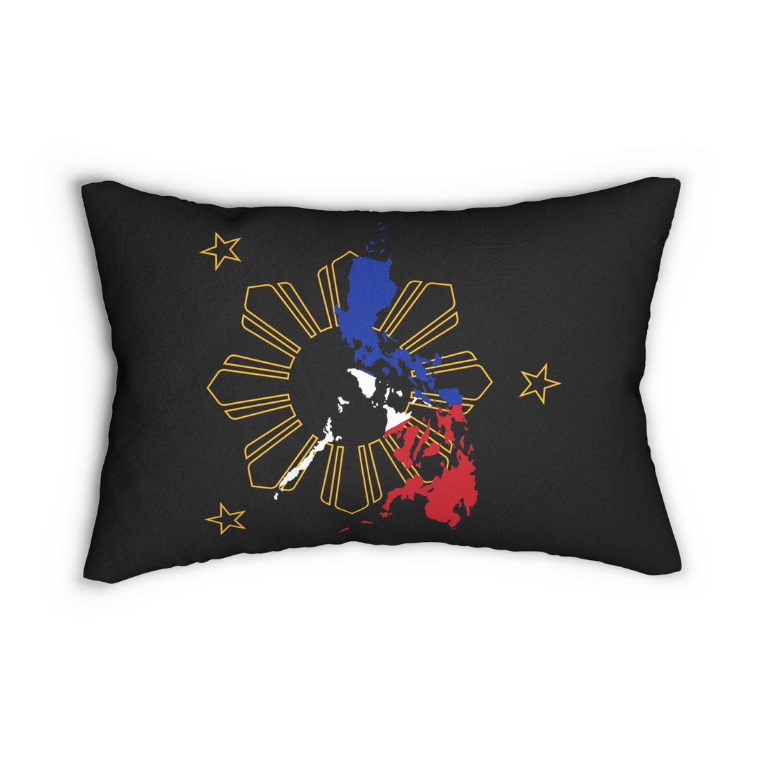 Philippines Flag Map Filipino Sun and Stars Spun Polyester Lumbar ...