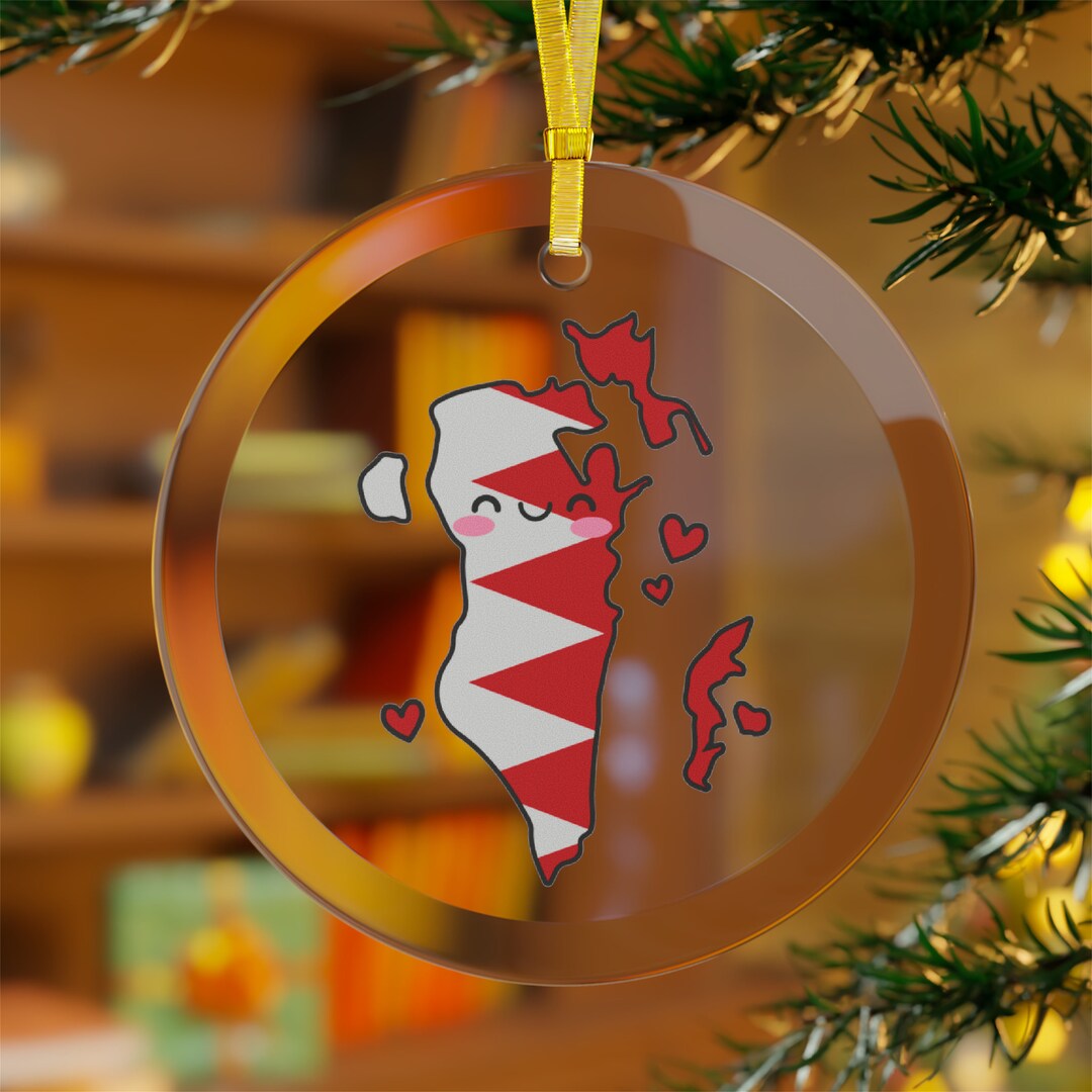 Bahrain Flag Map Smile With Love Glass Ornament Christmas Gift Home ...