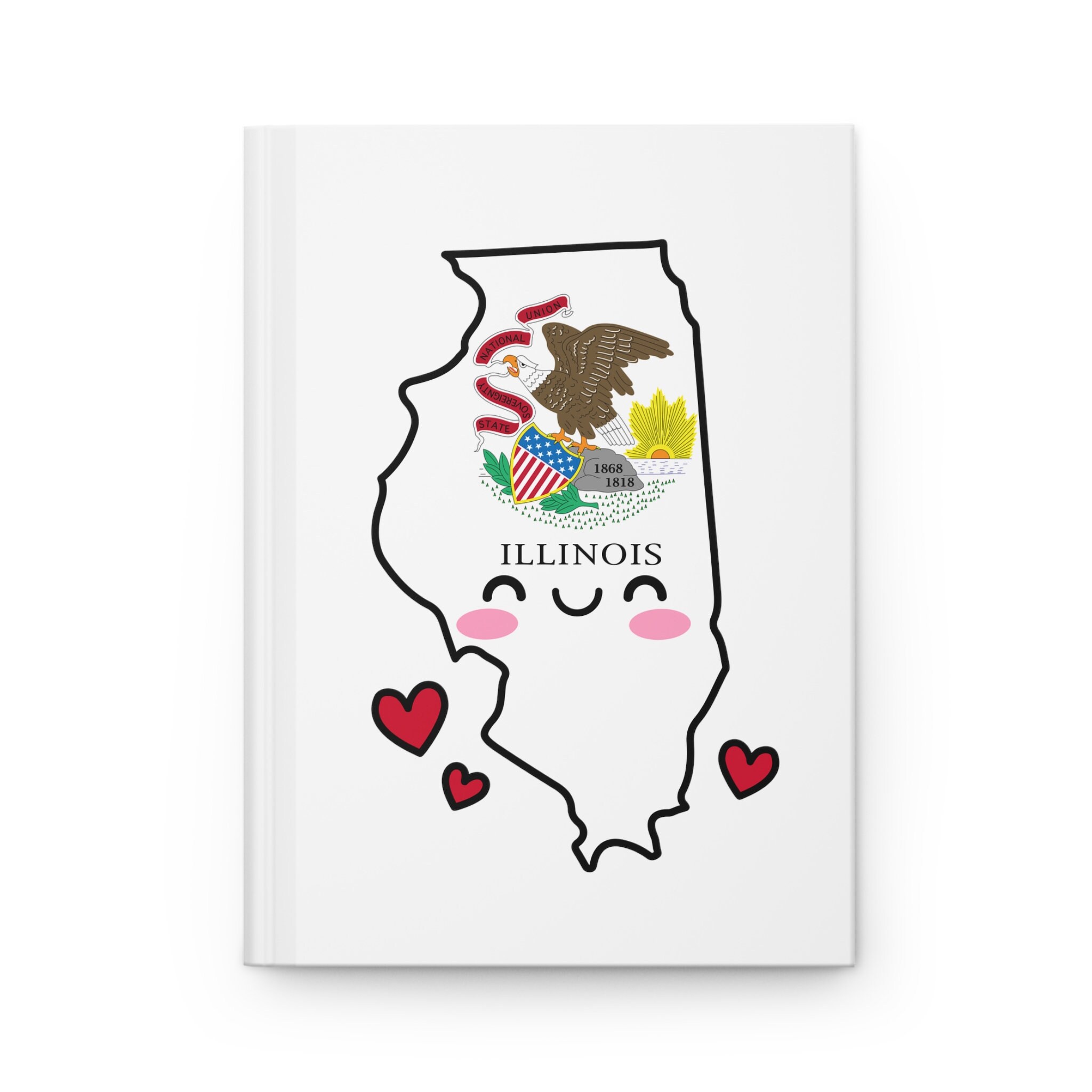 Illinois Flag Map Smile With Love Hardcover Journal Matte - Etsy