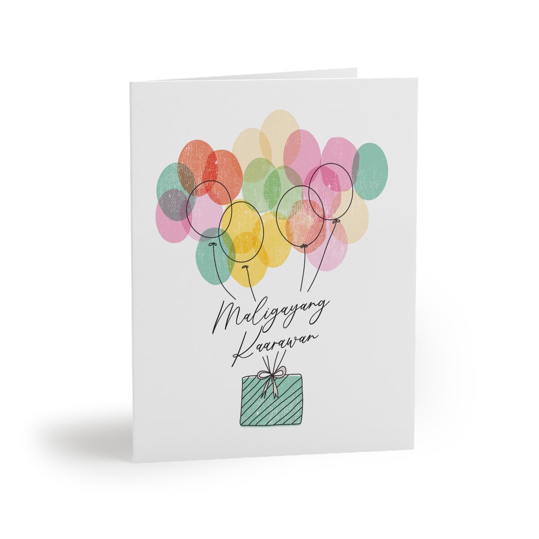 Filipino Tagalog Happy Birthday Balloon Greeting Cards - Etsy