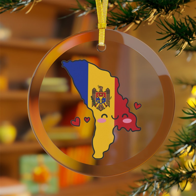 Moldova Flag Map Smile With Love Glass Ornament Christmas Gift Home ...