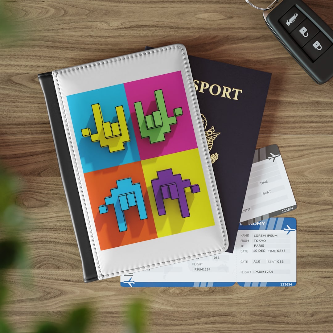 ASL Sign Language Pixel Love Pop Rfid-protected Passport Cover - Etsy