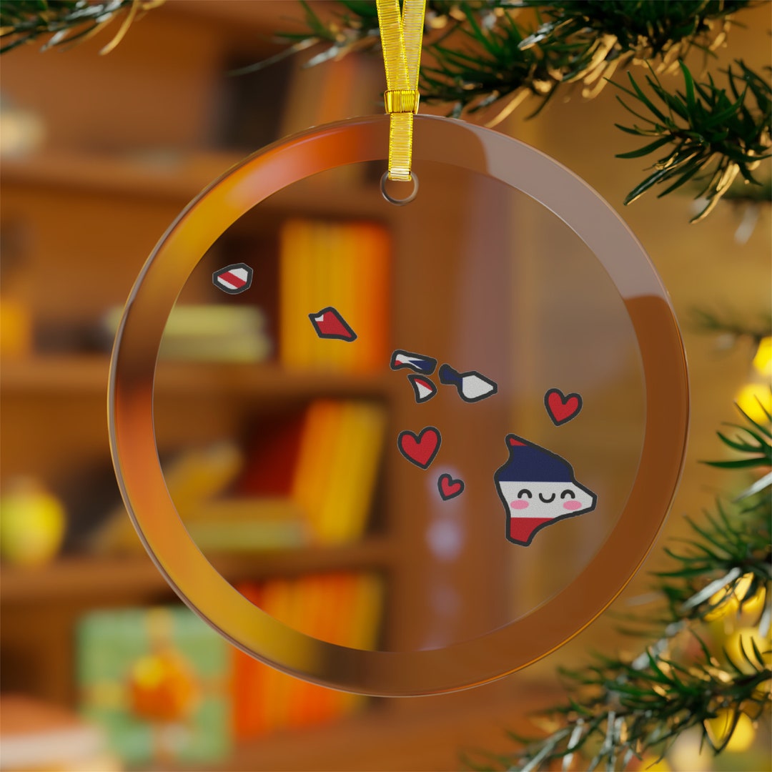 Hawaii Flag Map Smile With Love Glass Ornament Christmas Gift Home ...