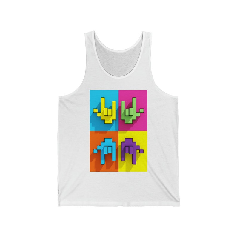 ASL Sign Language Pixel Love Pop Unisex Jersey Tank Top Travel - Etsy