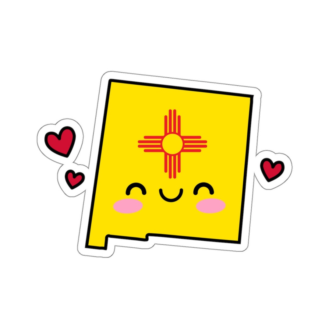 New Mexico Flag Map Smile With Love Kiss-cut Sticker - Etsy