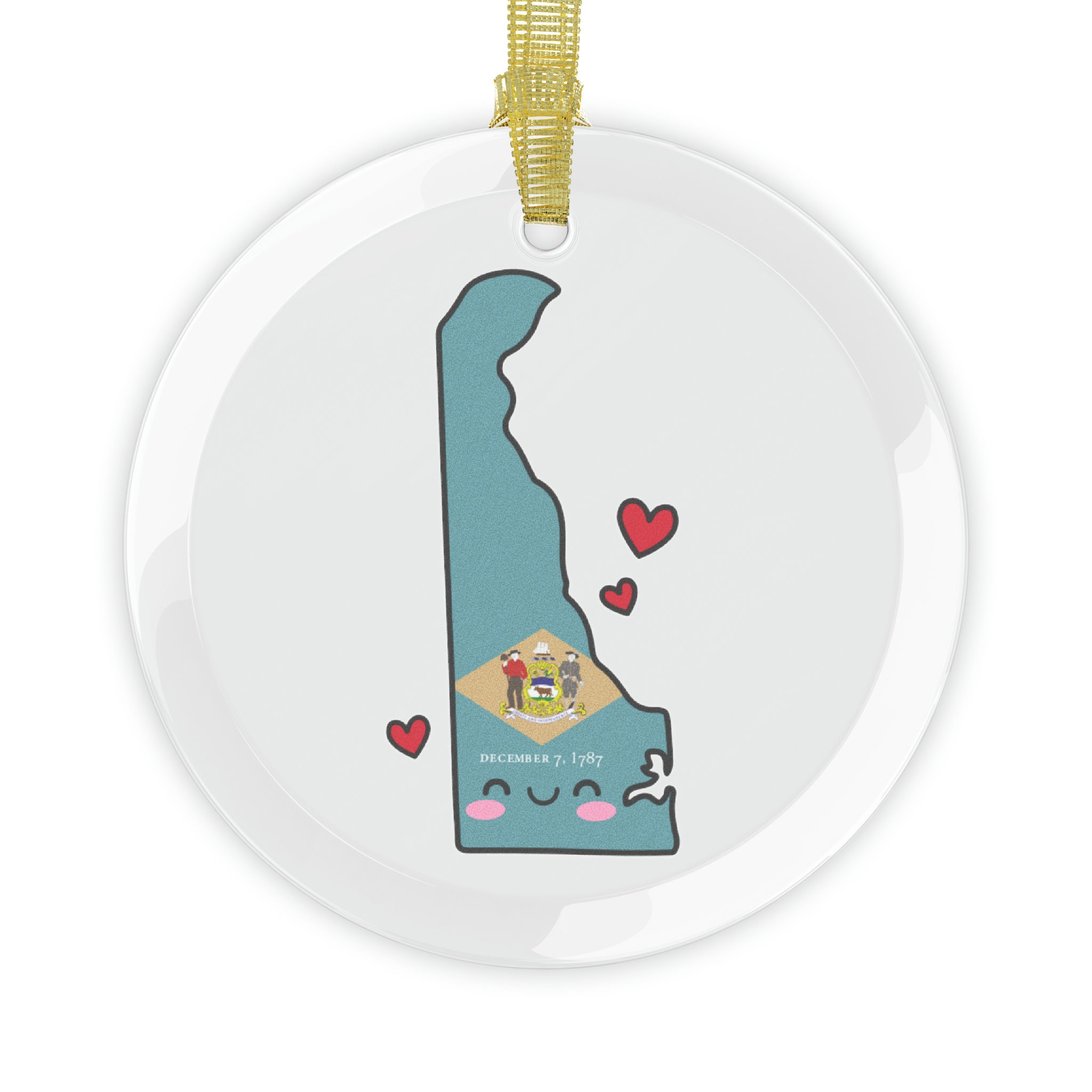 Delaware Flag Map Smile With Love Glass Ornament Christmas Gift Home ...