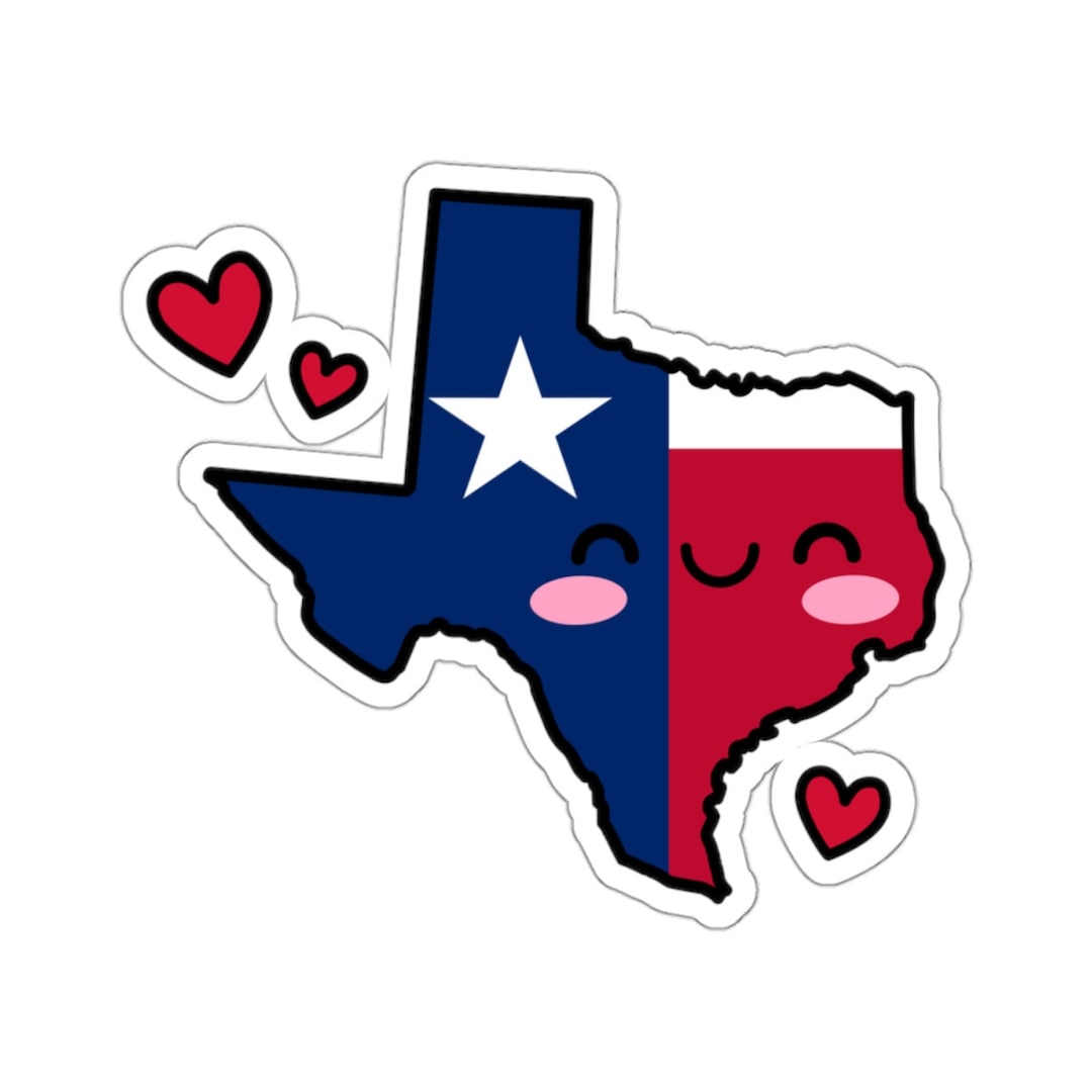 Texas Flag Map Smile With Love Kiss-cut Sticker - Etsy