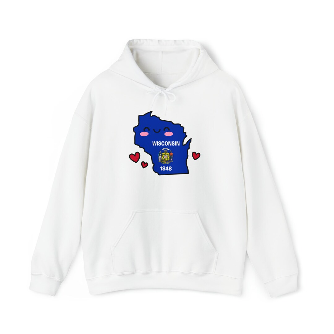 Wisconsin Flag Map Smile With Love Unisex Heavy Blend Hooded Sweatshirt ...