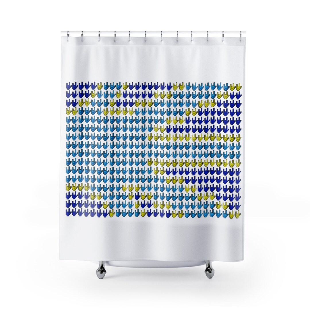 ASL Pixel Love Sign Union Deaf Flag Shower Curtain Bathroom - Etsy