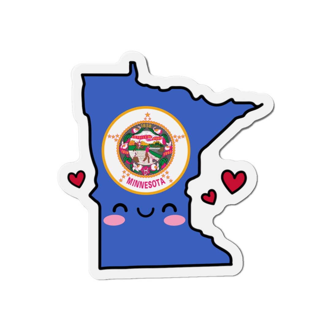 Minnesota Flag Map Smile With Love Die-cut Magnet - Etsy