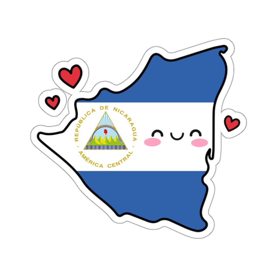 Nicaragua Flag Map Smile With Love Kiss-cut Sticker - Etsy