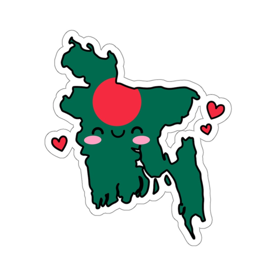 Bangladesh Flag Map Smile With Love Kiss-cut Sticker - Etsy