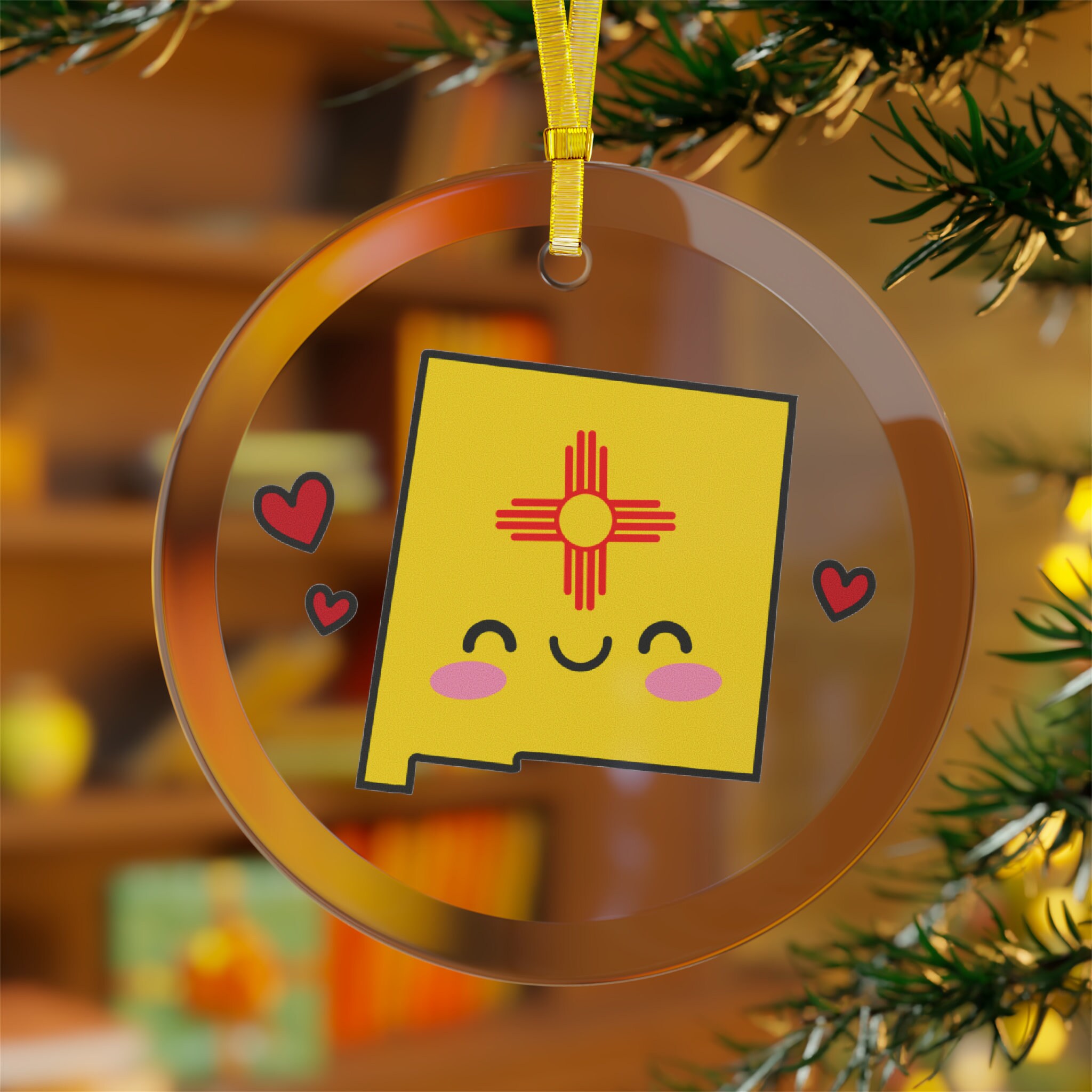 New Mexico Flag Map Smile With Love Glass Ornament Christmas Gift Home ...