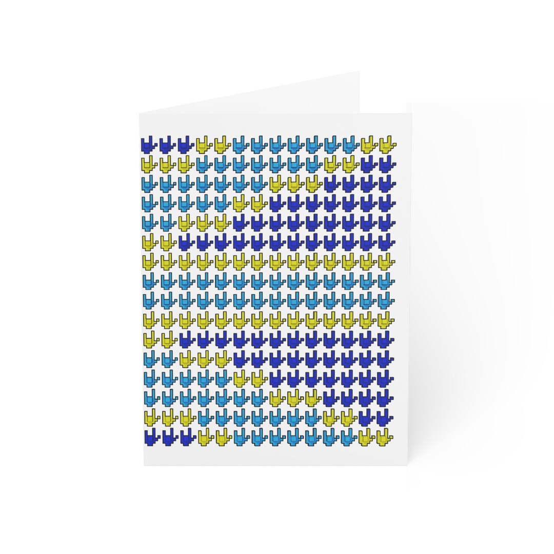 ASL Pixel Sign Union Love Deaf Flag Greeting Cards - Etsy