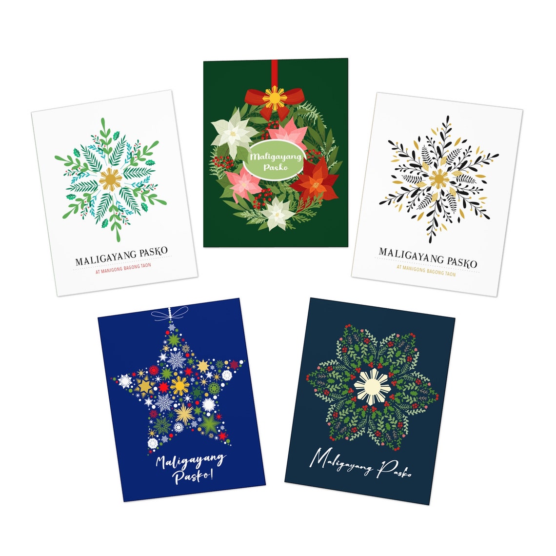 Set of 5 Philippines Filipino Tagalog Maligayang Pasko Merry Christmas ...