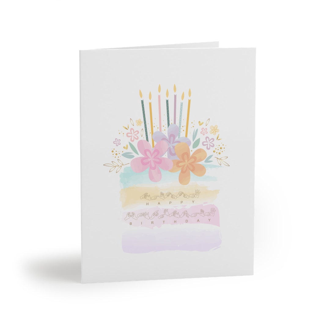 Auslan BSL Sign Language Happy Birthday Pastel Floral Cake - Etsy