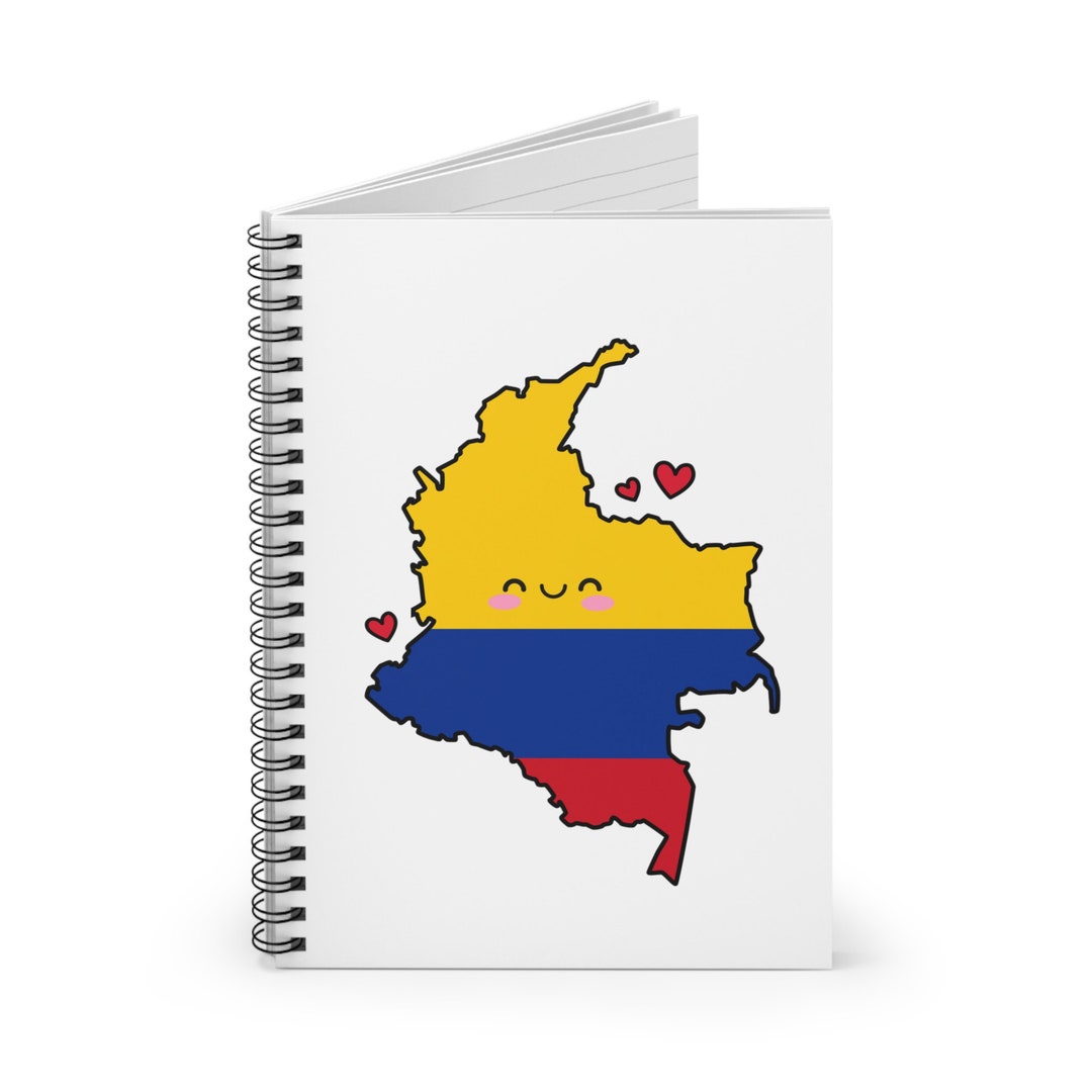 Colombia Flag Map Smile With Love Spiral Notebook Ruled Line - Etsy