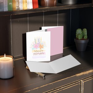 ASL Happy Birthday Pastel Floral Cake Watercolor Greeting Cards - Etsy