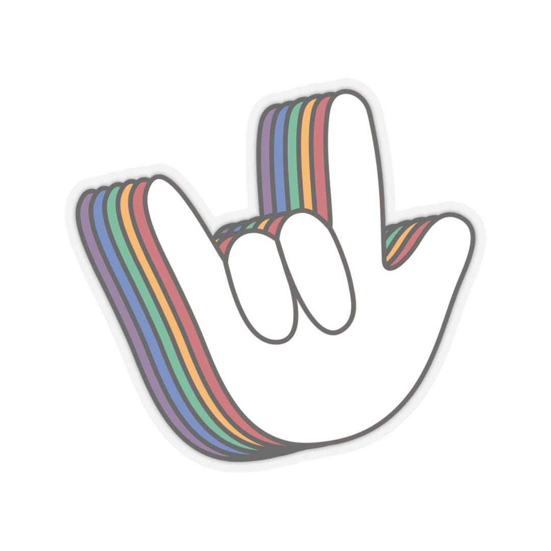 ASL I Love You Sign Language Pride Rainbow Effect Kiss-cut Sticker - Etsy